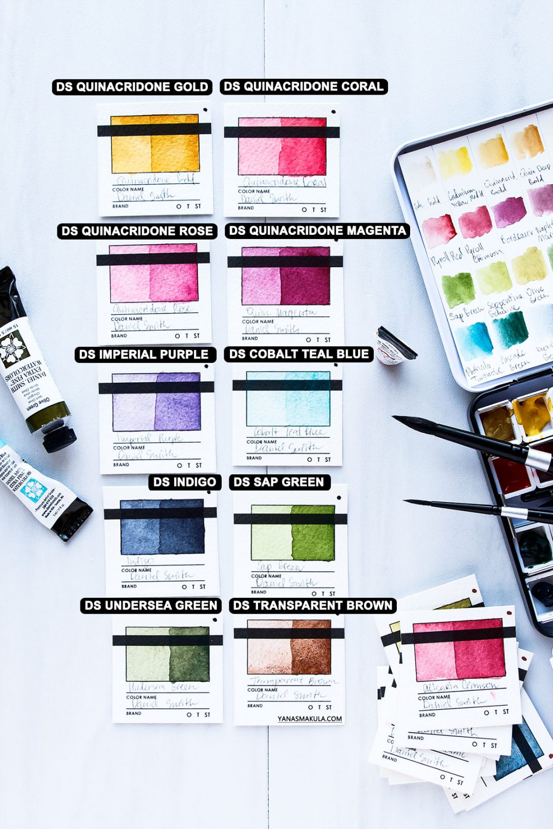 My Top 10 & Top 20 Watercolor Colors for Cardmaking. Video | Yana Smakula