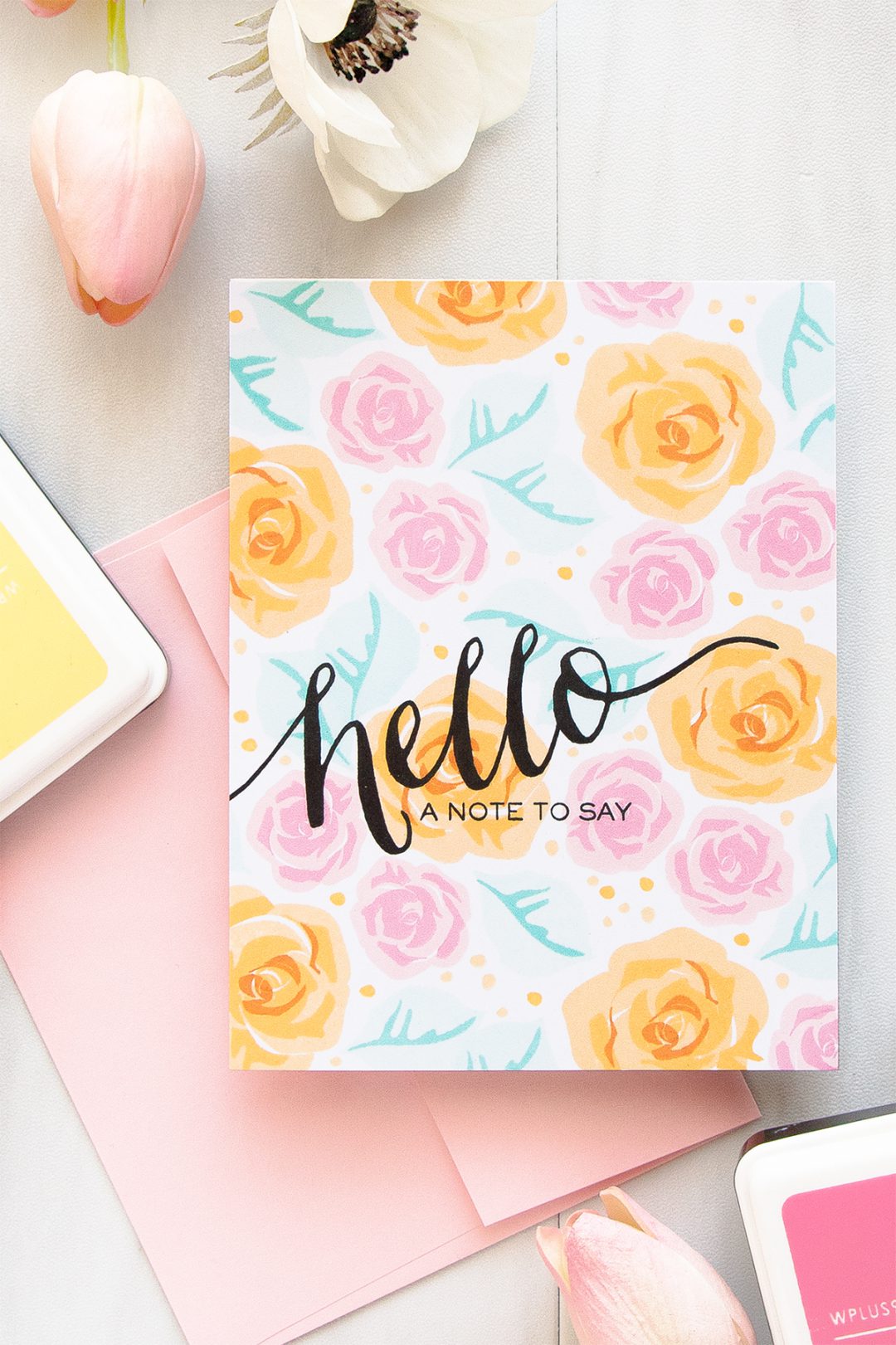 WPlus9 | Just A Note One Layer Card using Rose Builder Stamps | Yana ...