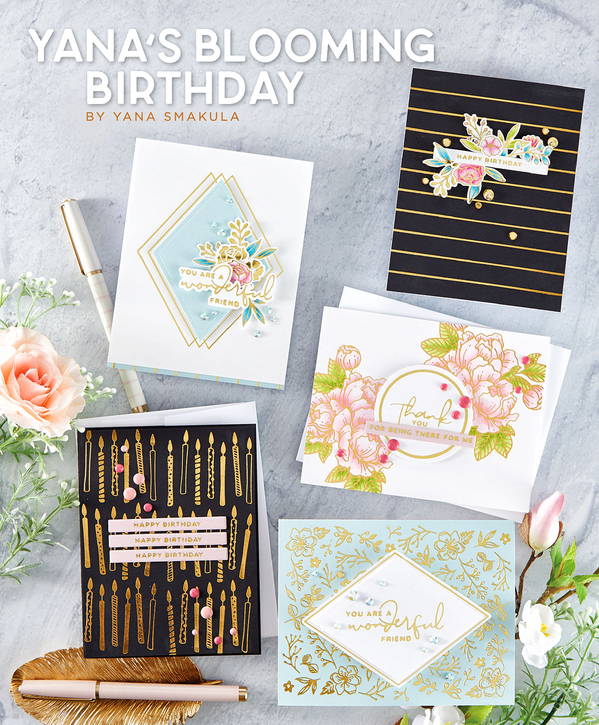 Spellbinders | Yana’s Blooming Birthday Collection – Slimline Foiled ...
